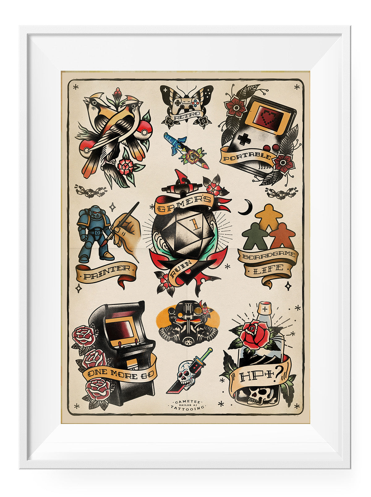 Gaming Tattoo Flash - Art Print – GAMETEEUK