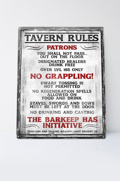 Tavern Rules - Large Tin Sign – GAMETEEUK